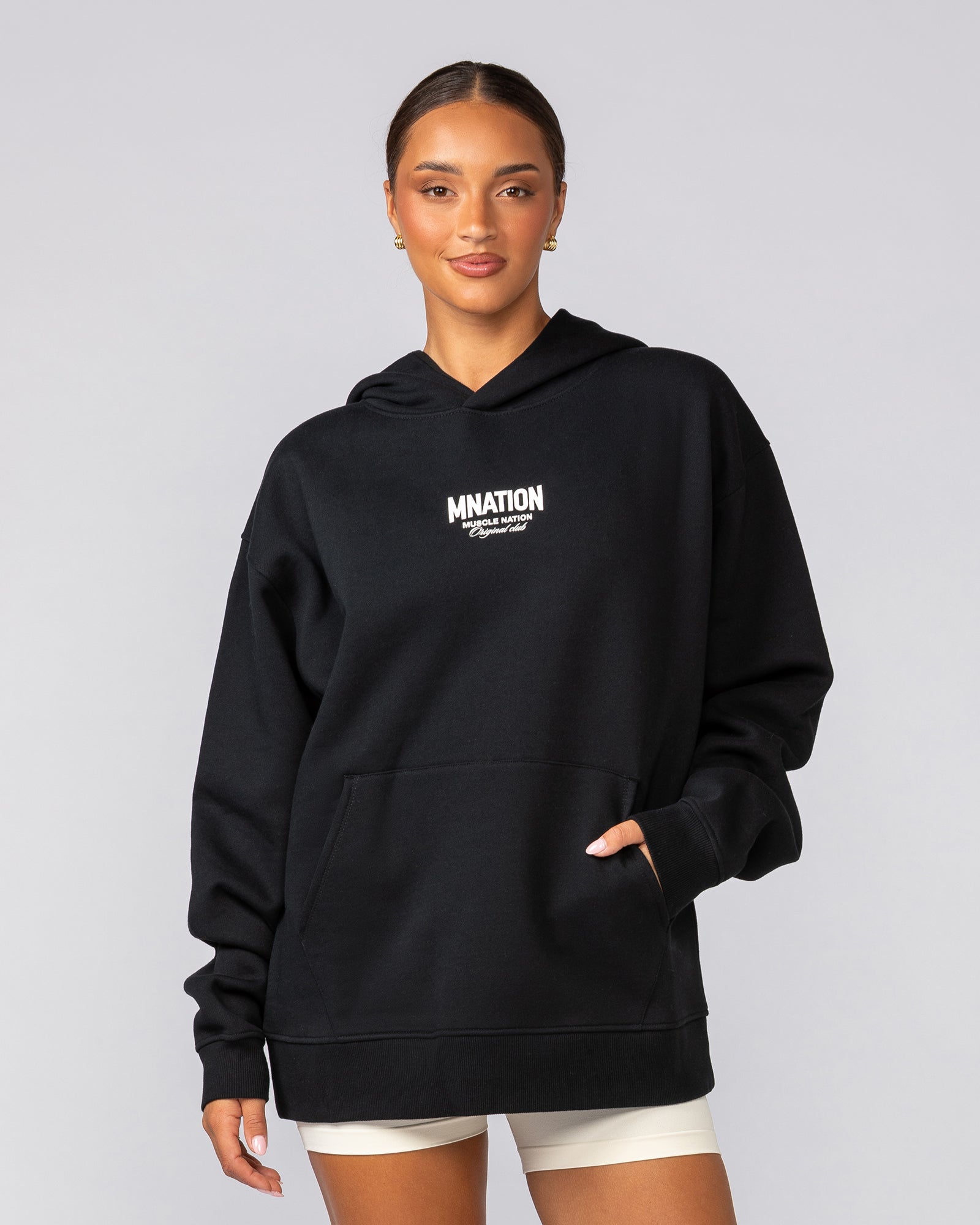 Muscle Nation Heritage Oversized Hoodie Black Mvmnt Lmtd